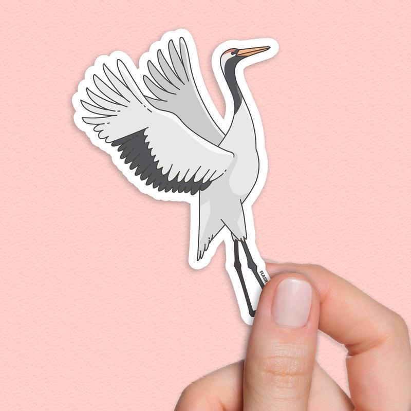 Japanese Crane Sticker, Red-Crowned Crane Sticker – Flash of Culture