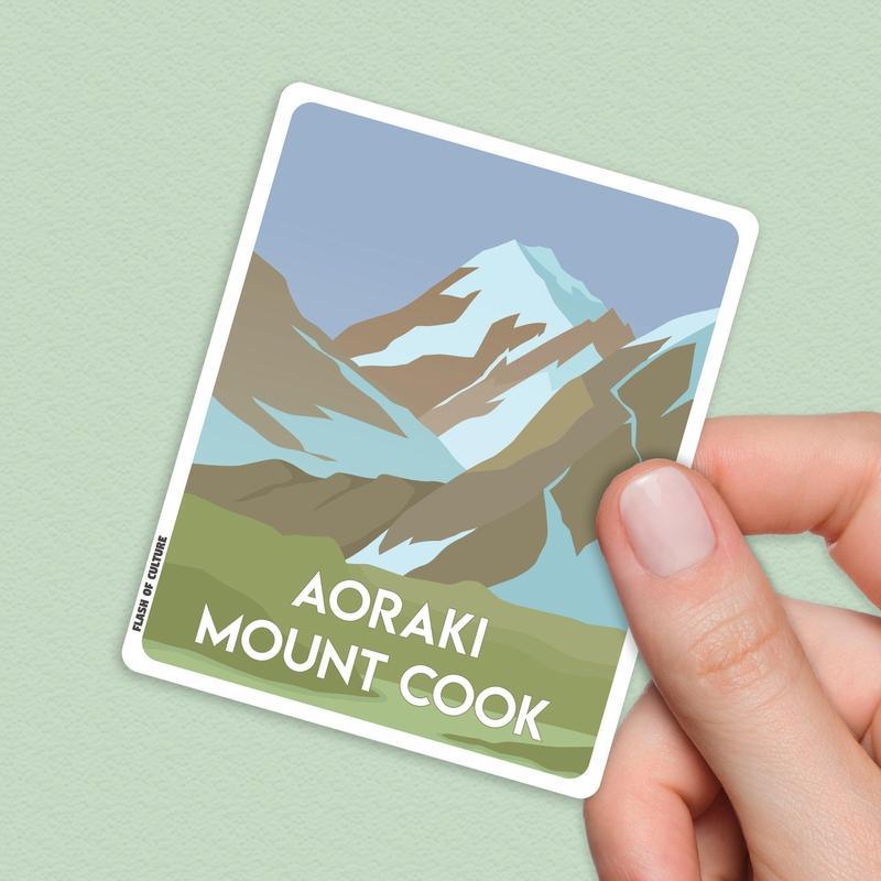Mt Cook Aoraki New Zealand sticker, New Zealand Stickers – Flash of Culture